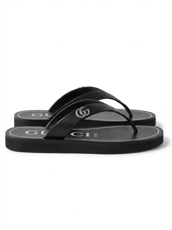 Gucci Double G Thong Sandals - Black