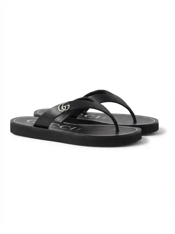 Gucci Double G Thong Sandals - Black