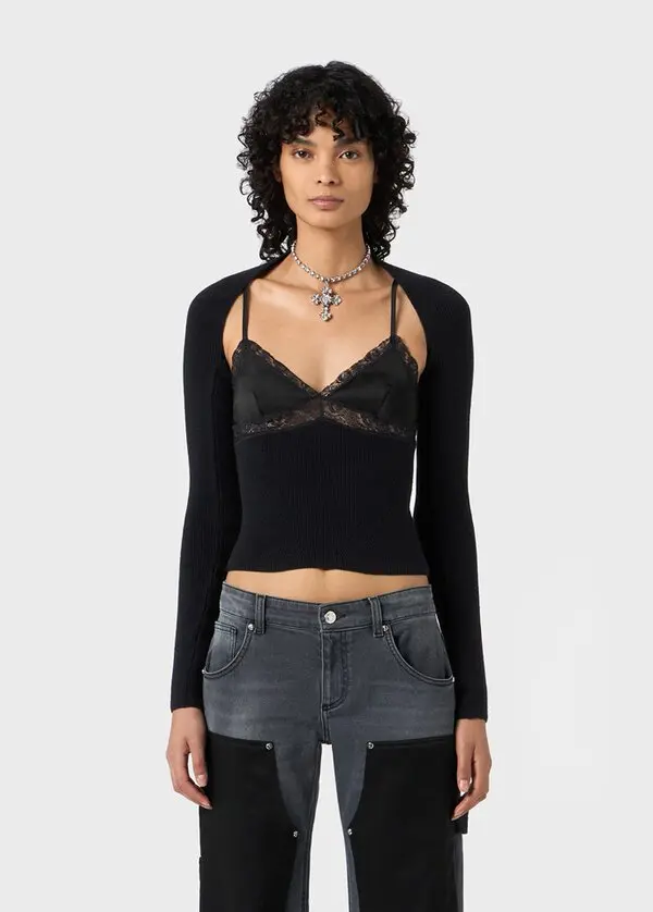 Blumarine Lace-panel Knitted Top