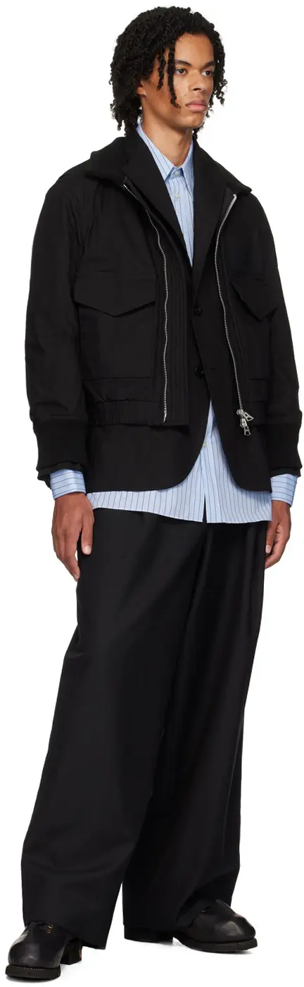 Sacai Rip Stop Zip-up Bomber Jacket
