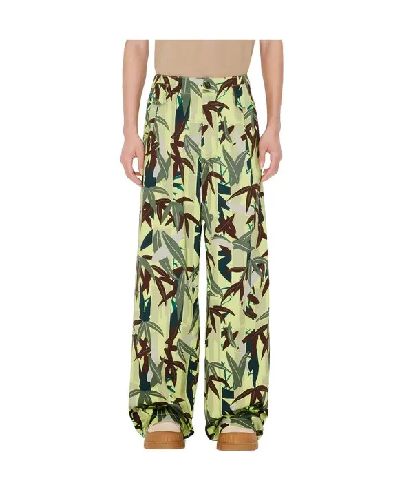 Kenzo Chiku-rin Camo Oversized Pleated Cotton Pants