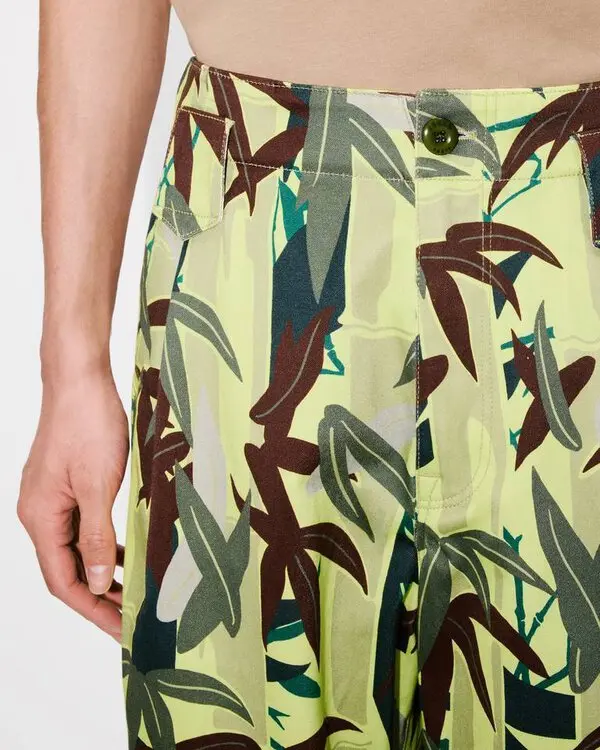 Kenzo Chiku-rin Camo Oversized Pleated Cotton Pants