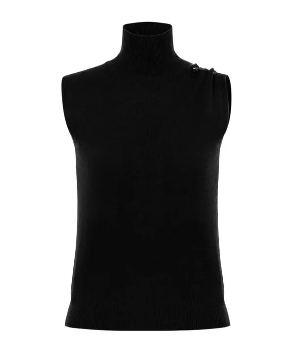 Alberta Ferretti Sleeveless Funnel Neck Top With Decorative Button Detail
