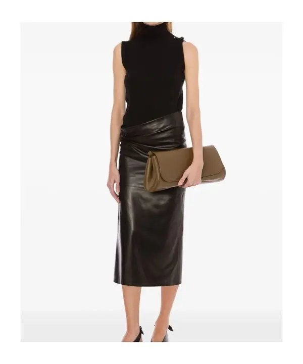 Alberta Ferretti Sleeveless Funnel Neck Top With Decorative Button Detail