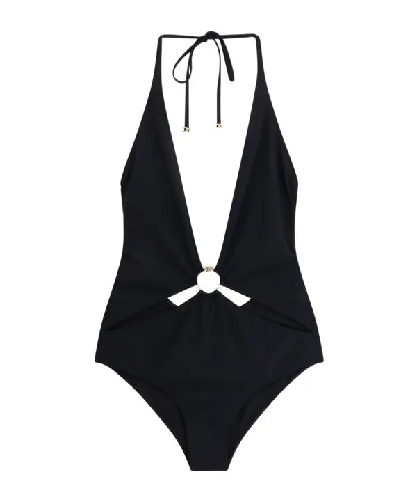 Celine Triomphe Swimsuit In Matte Jersey - Black