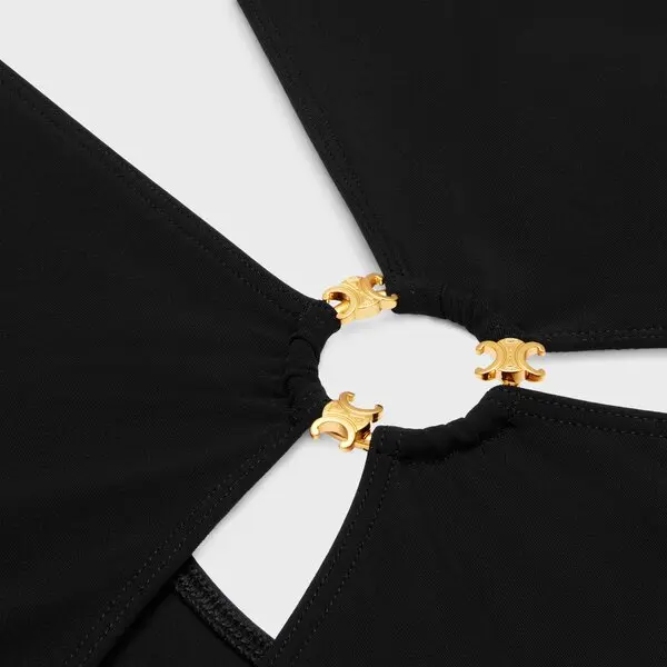Celine Triomphe Swimsuit In Matte Jersey - Black