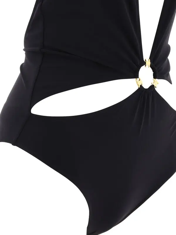 Celine Triomphe Swimsuit In Matte Jersey - Black