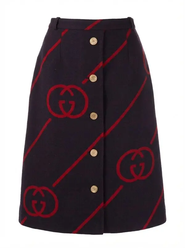 Gucci Reversible Wool Skirt With Interlocking G Motif