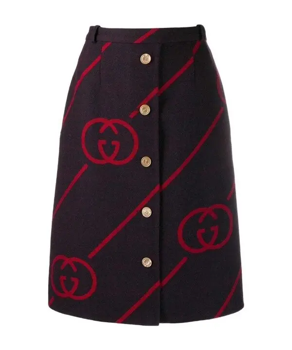 Gucci Reversible Wool Skirt With Interlocking G Motif