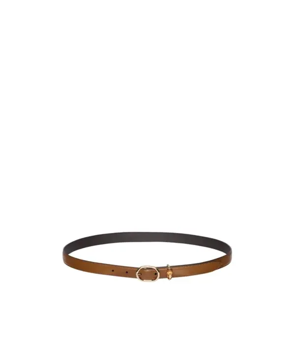 Gucci Oval Buckle Bamboo Detail Leather Belt - Brown