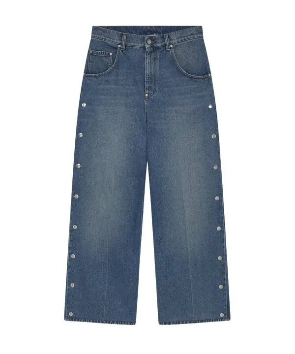 Stella McCartney Popper-studded Bootcut Denim Jeans - Washed Blue