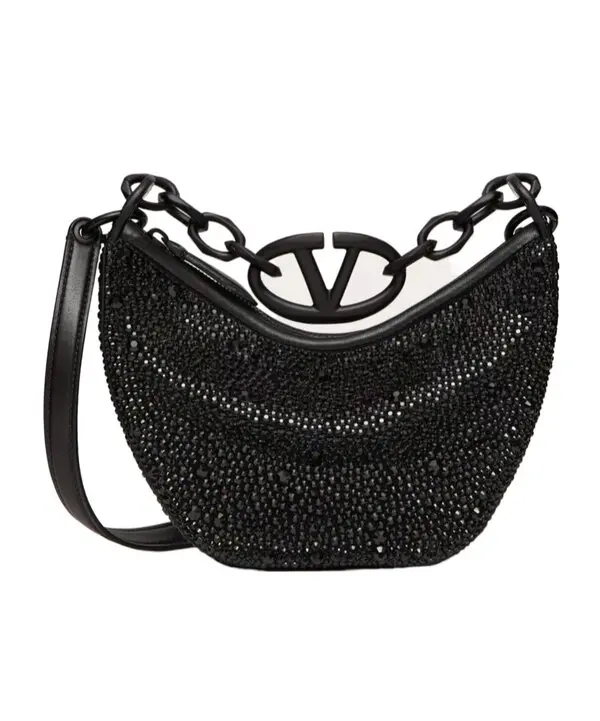 Valentino Garavani Mini Vlogo Moon Zip-up Hobo Bag