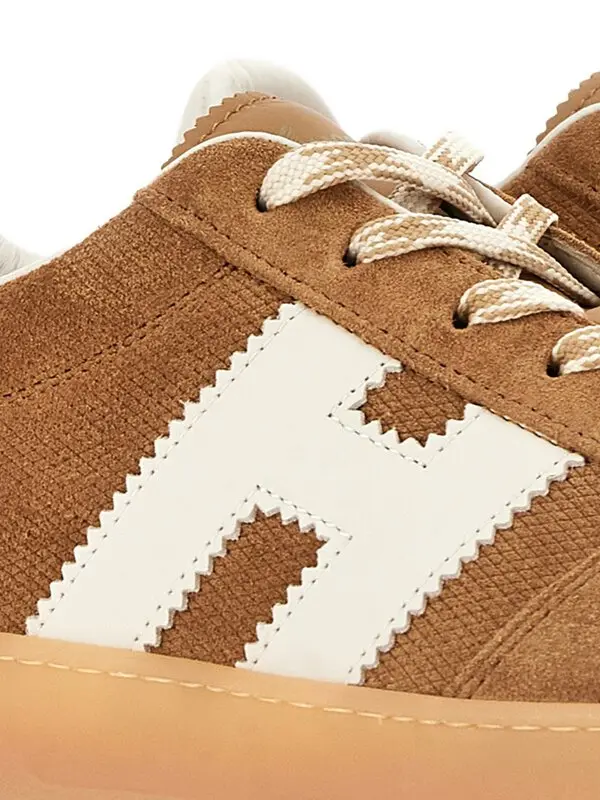 Hogan Suede Lace-up Sneakers With Nappa Leather H Logo - Brown
