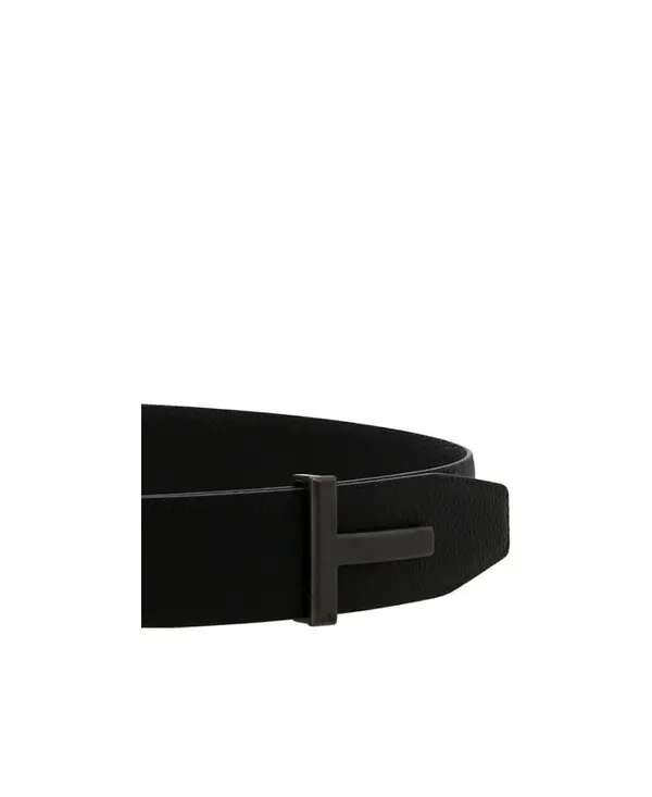 TOM FORD Logo Plaque Buckle Belt - Black
