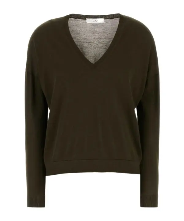 Co Cropped V-neck Sweater - Black