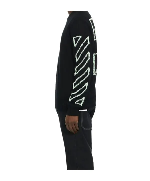 Off-White Diagonal Arrows Fuzzy Knit Sweater - Black