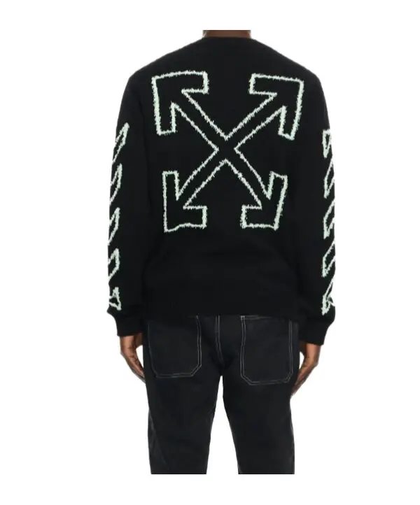 Off-White Diagonal Arrows Fuzzy Knit Sweater - Black