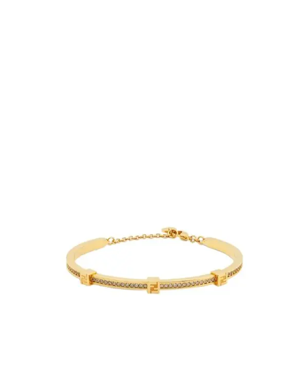 Fendi Forever Embellished Bracelet In -finish Metal With Crystals - Gold