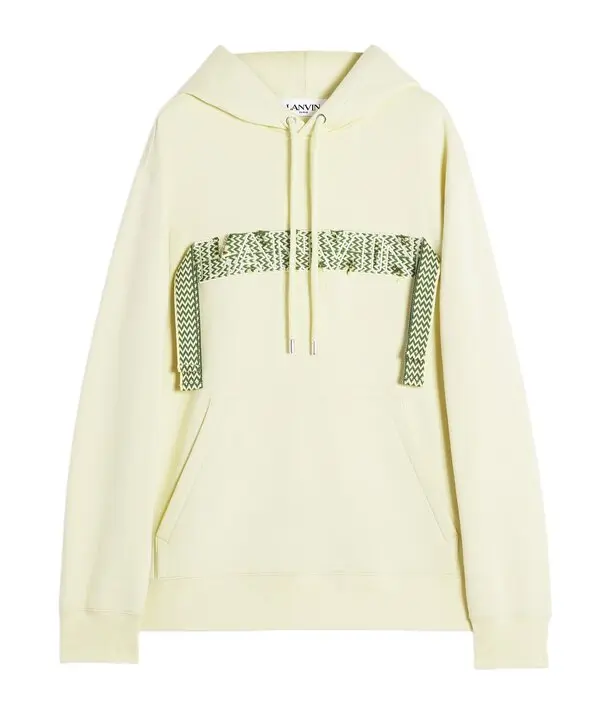 LANVIN Logo-embroidered Lace-detailed Drawstring Hoodie - White