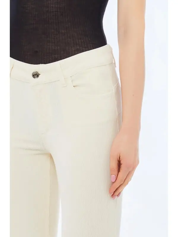 Liu Jo High-waisted Corduroy Pants With Logo Patch