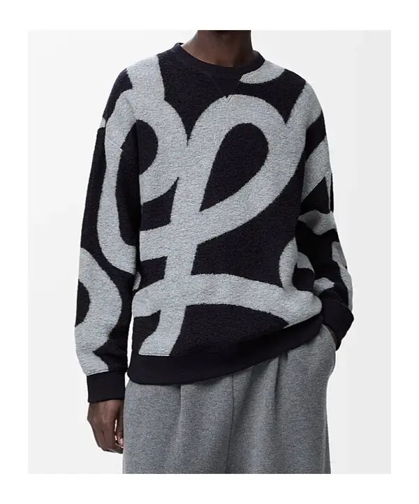 Loewe Allover L Jacquard Wool And Cotton Sweatshirt - Gray