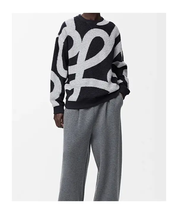 Loewe Allover L Jacquard Wool And Cotton Sweatshirt - Gray