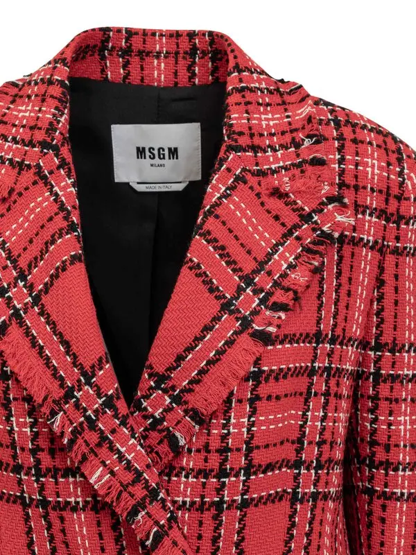 MSGM Double-breasted Checked Blazer