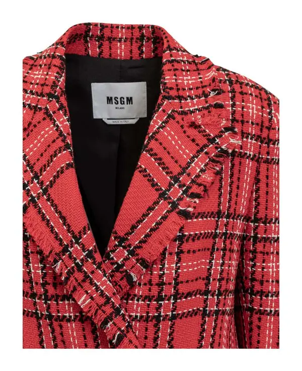 MSGM Double-breasted Checked Blazer