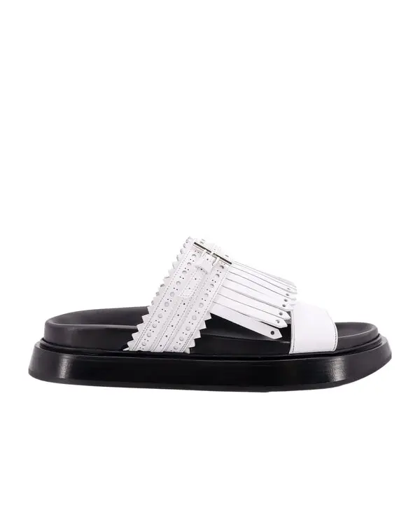 Alexander McQueen T-bar Fringed Slides - Black