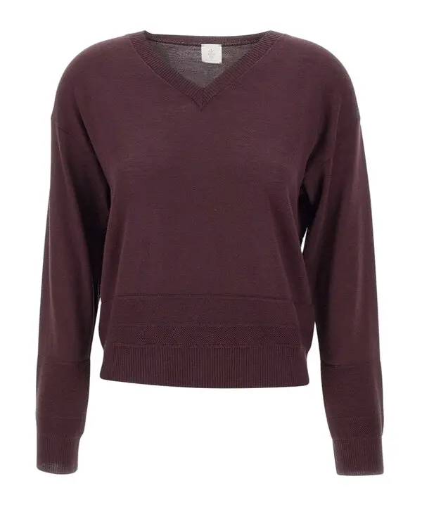 Eleventy V-neck Ribbed Knit Long Sleeve Pullover