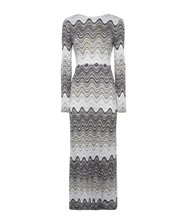 MC2 SAINT BARTH Long Sleeve Wave Pattern Dress With Open Back