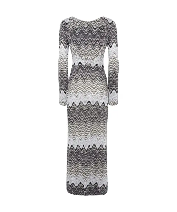 MC2 SAINT BARTH Long Sleeve Wave Pattern Dress With Open Back