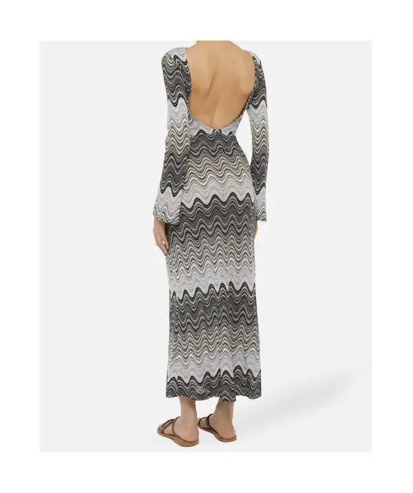 MC2 SAINT BARTH Long Sleeve Wave Pattern Dress With Open Back