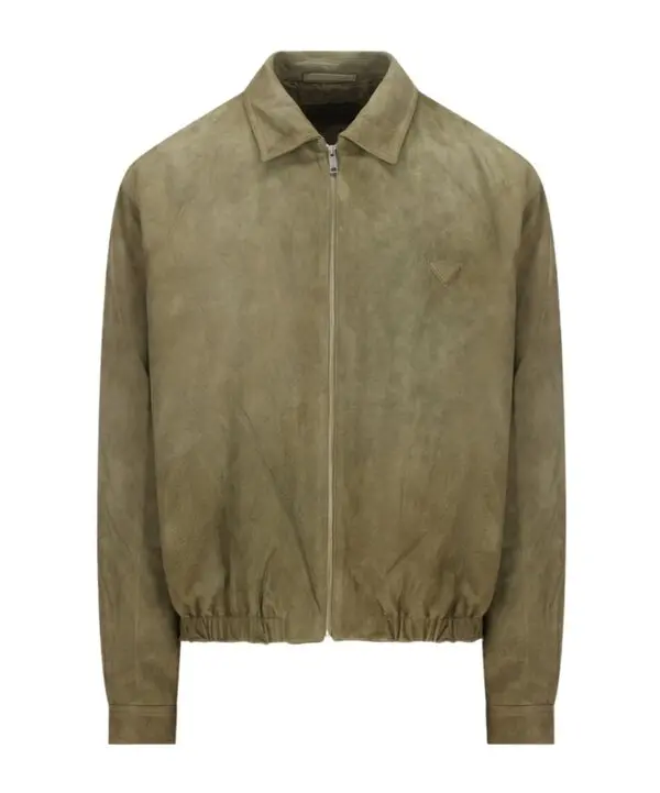 Prada Suede Zip-up Jacket - Green