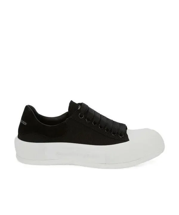 Alexander McQueen Lace-up Round Toe Sneakers - Black