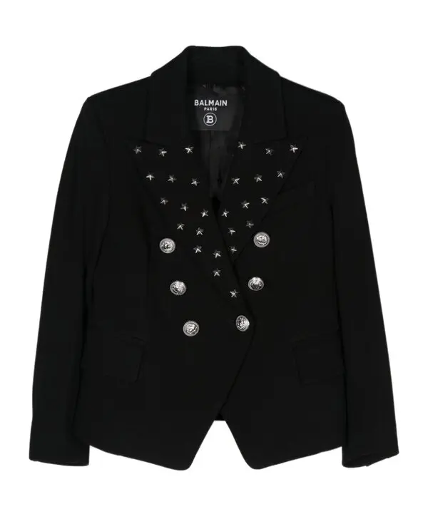 Balmain Star Embellished Double Breasted Blazer