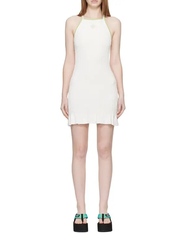 Casablanca Ruffled-hem Ribbed Mini Dress