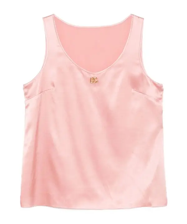 Dolce & Gabbana Dg Logo Pin Satin Tank Top