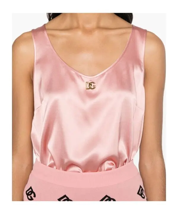 Dolce & Gabbana Dg Logo Pin Satin Tank Top