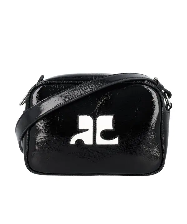 COURREGES Courrèges Reedition Naplack Logo Patch Mini Shoulder Bag - Black