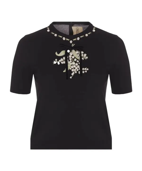 Valentino Garavani Embellished Bow Knitted Sweater