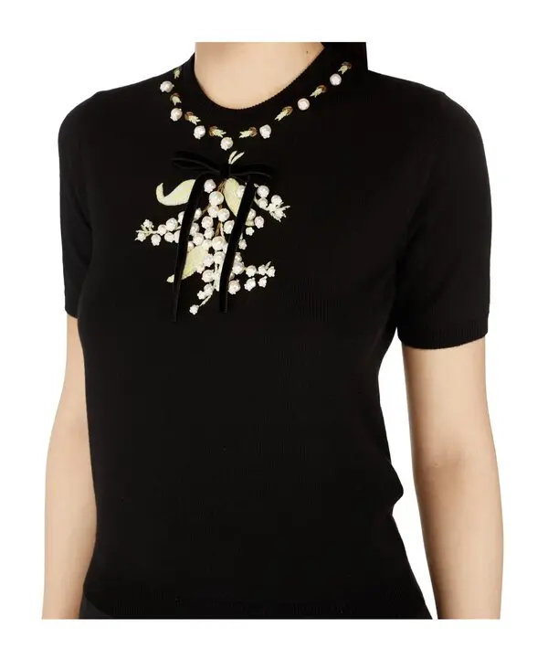Valentino Garavani Embellished Bow Knitted Sweater