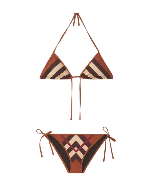 Burberry Checked Two-piece Bikini Set - Brown