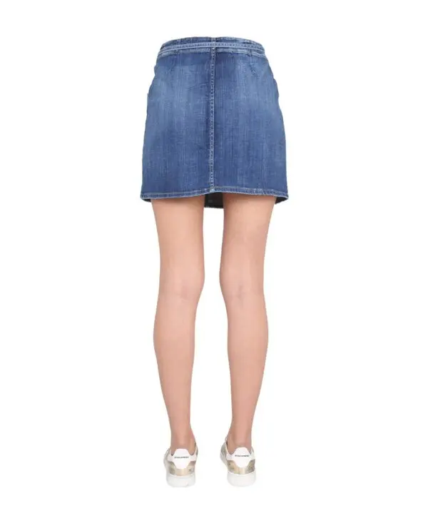 Dsquared2 Denim Wrap Skirt With Pocket Detail