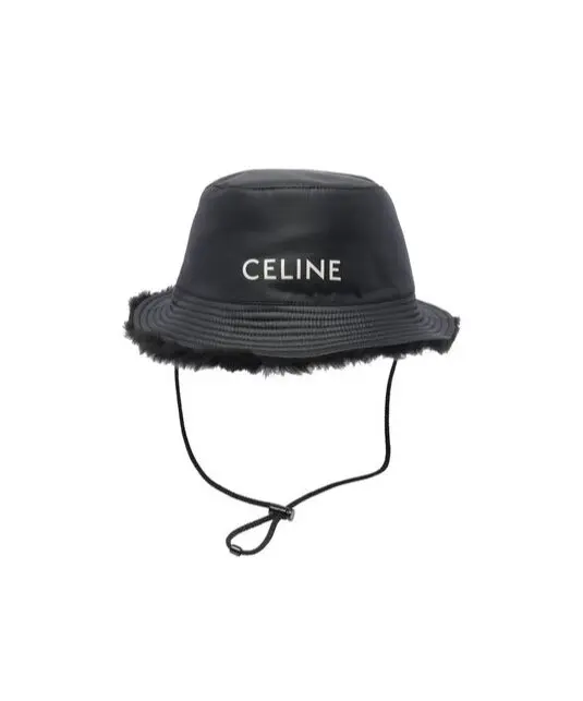 Celine Technical Nylon Bucket Hat With Fur Trim - Black