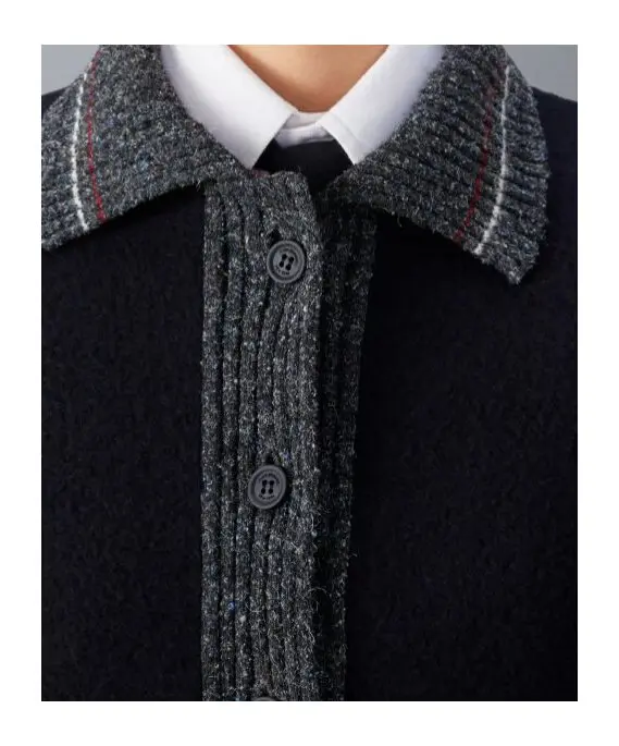 Thom Browne Speckled-trim Long-sleeved Cardigan