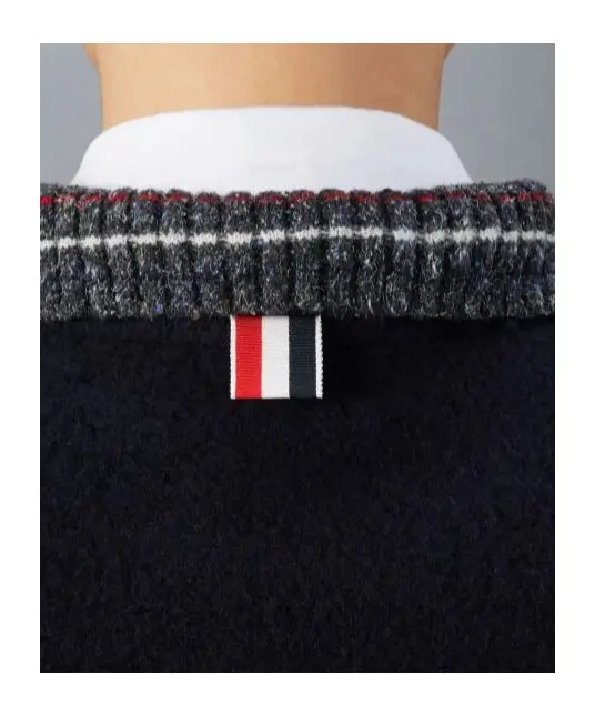 Thom Browne Speckled-trim Long-sleeved Cardigan