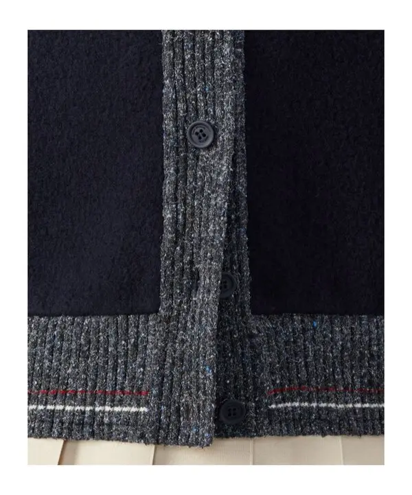 Thom Browne Speckled-trim Long-sleeved Cardigan