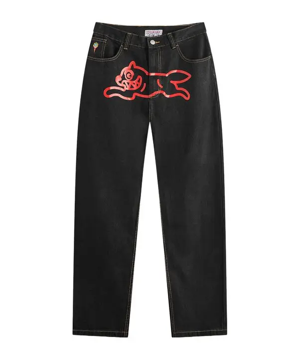 ICECREAM Running Dog-print Jeans - Black