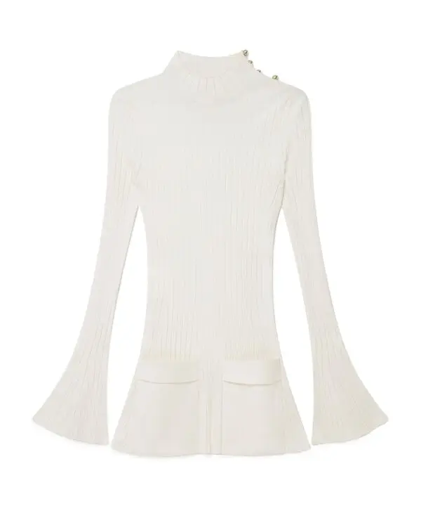 Stella McCartney Ribbed Knit Mini Dress With Button Details